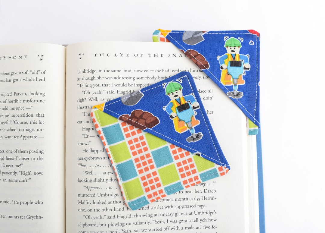ONE Construction Man Fabric Corner Bookmark, Boys Cloth Bookmark, Kids ...