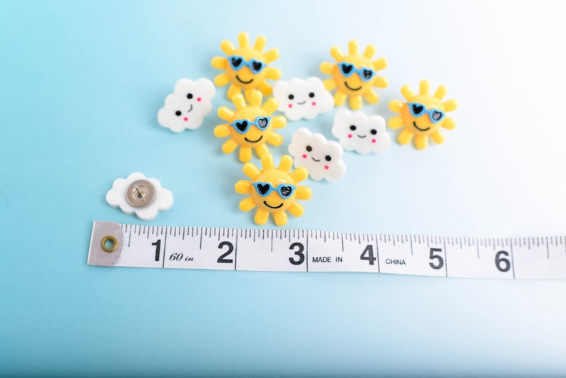 Sunshine Push Pins, Happy Kawaii Clouds and Sun Thumb Tacks, Summer ...