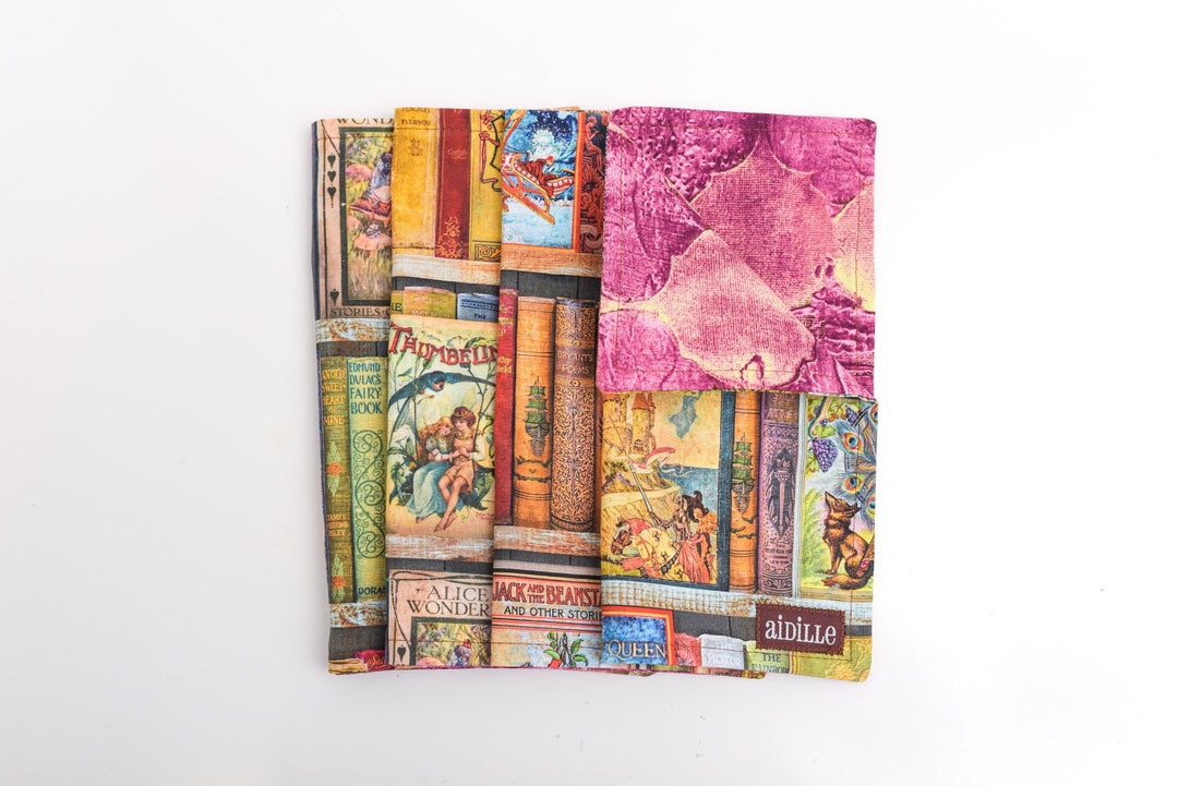 Library Book Fabric Cocktail Napkins, 9"x9" Fairytale Storybook Fables ...