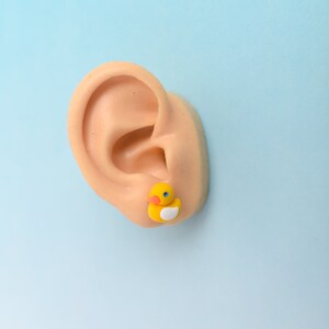 Rubber Ducky Earrings, Resin Bath Duck Titanium Studs, Cute Animal Post ...