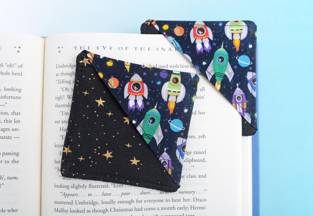 ONE Rocket Fabric Corner Bookmark, Space Ship Cloth Bookmark, Stars ...
