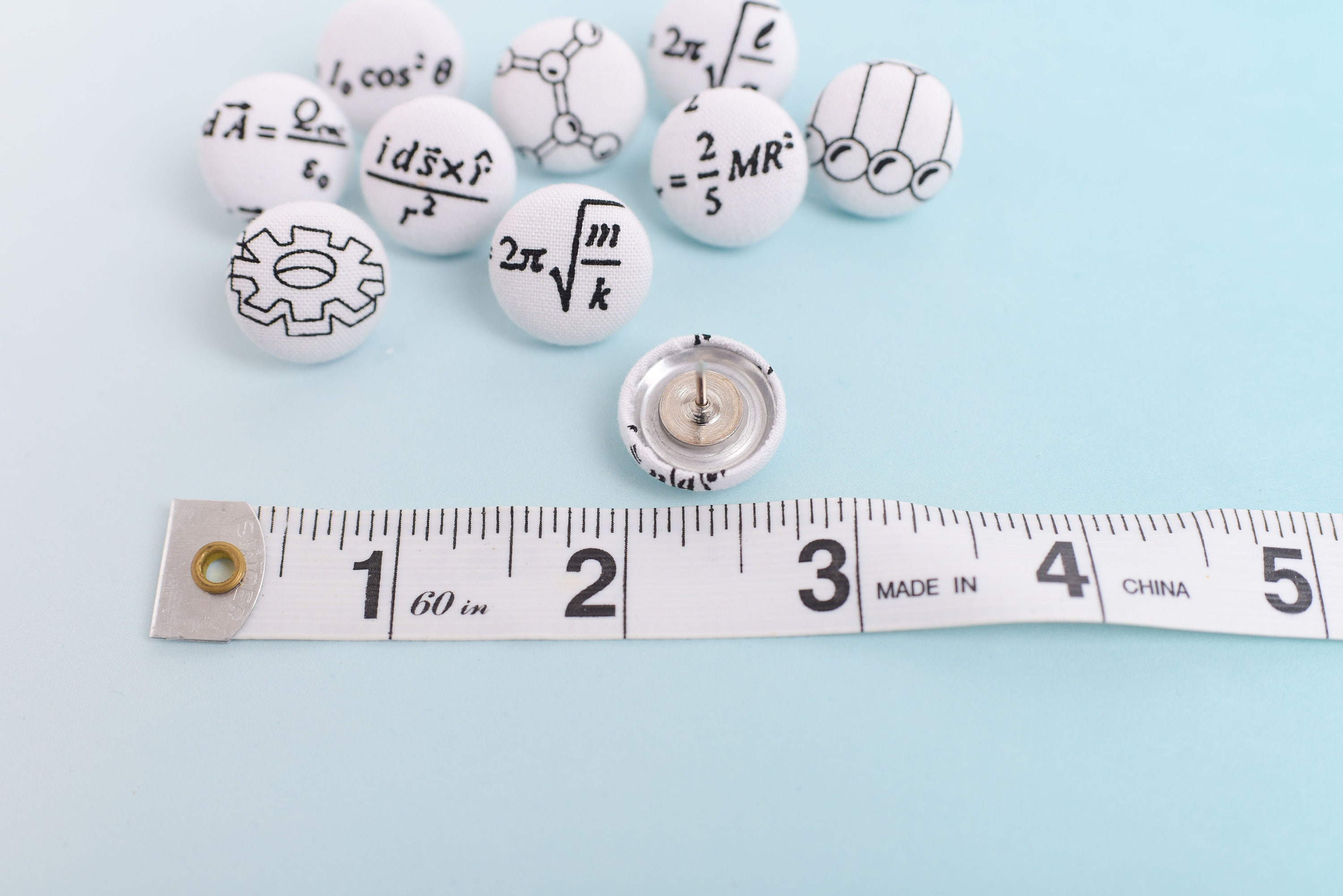 Physics Push Pin Set of 10 Fabric Button Thumb Tacks Math | Etsy