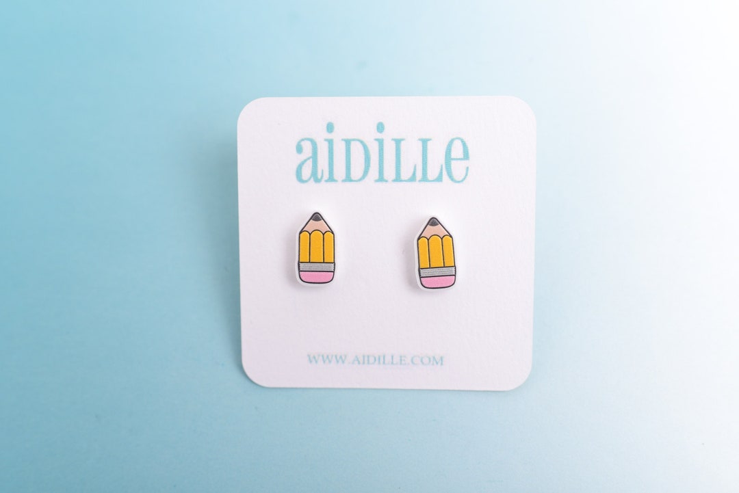 Acrylic Pencil Earrings, Back to School Teacher Appreciation Titanium ...