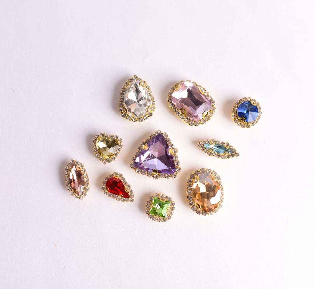 Little Gold Jewel Toned Rhinestone Gem Magnets for Glam Womens Home or ...