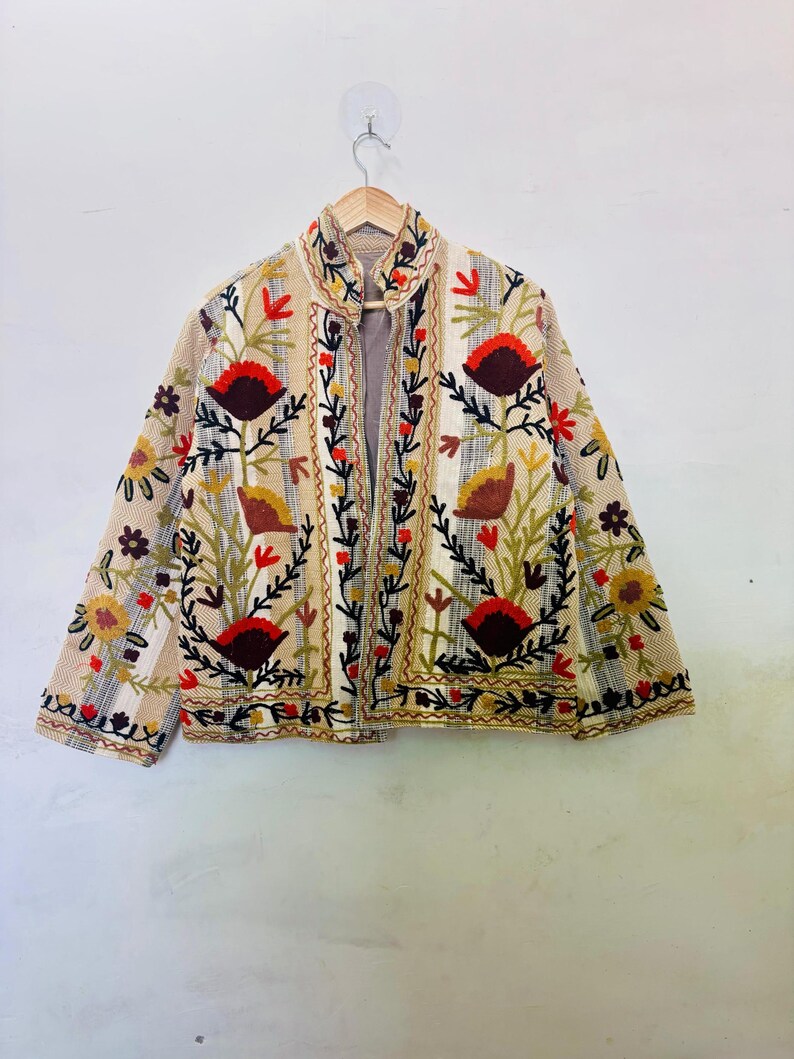 Handmade Suzani Embroidered Jacket: TNT Fabric Short Coat | Handmade ...