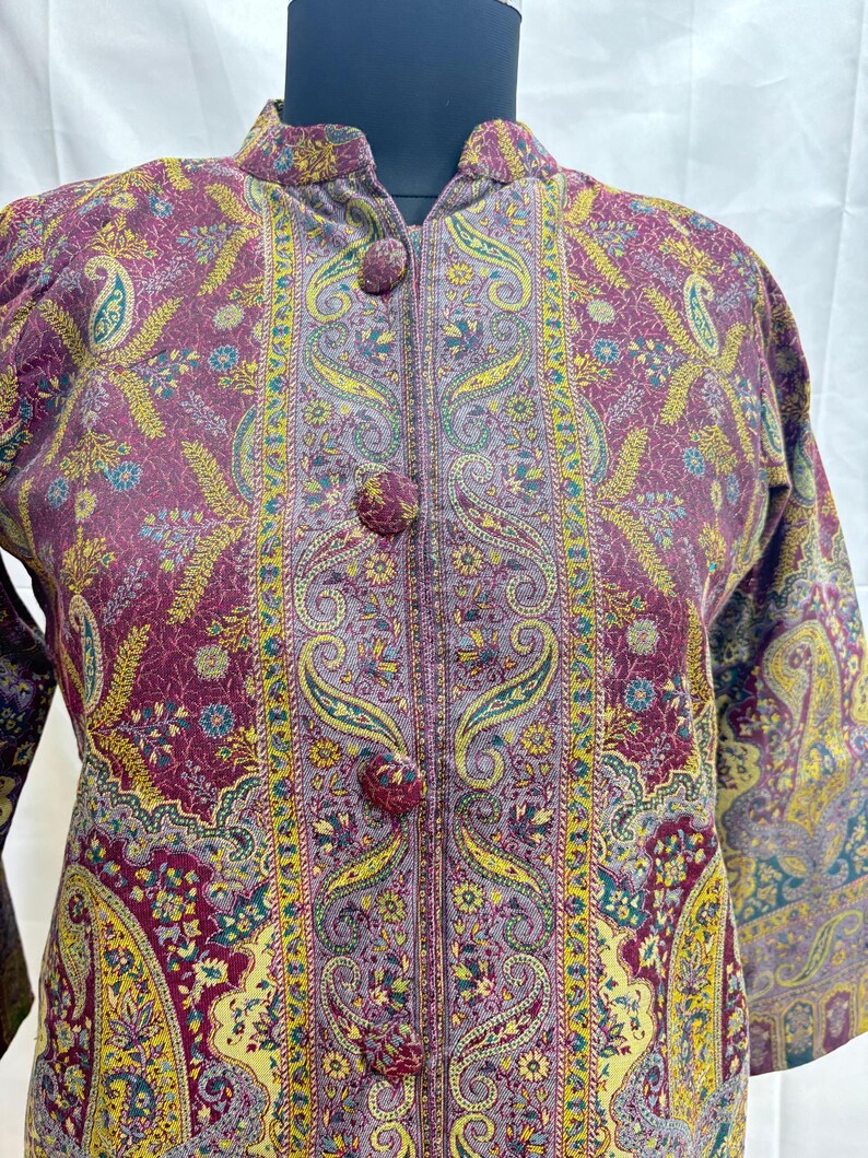 Kashmiri Pashmina Wool Jacket: Vintage Woven Paisley Coat Short Jacket ...