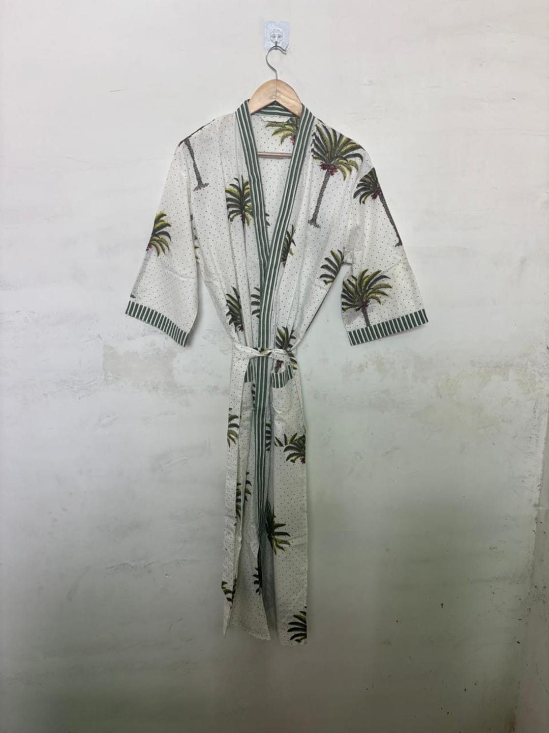 Palm Tree Print Cotton Kimono Robe: Beach Cover-up, Bridesmaid Gift - Etsy