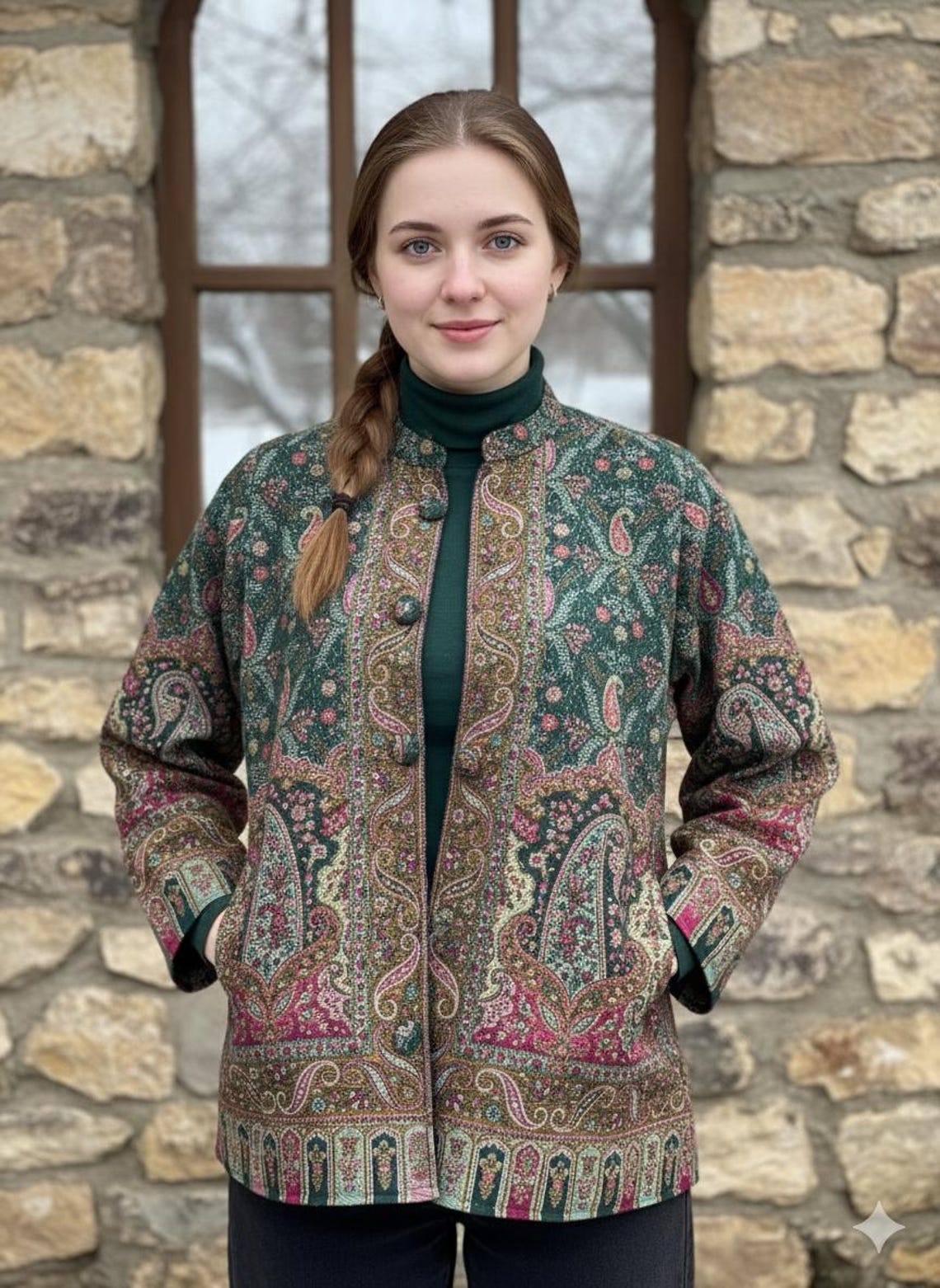 Kashmiri Pashmina Wool Jacket: Vintage Woven Paisley Coat, Christmas ...