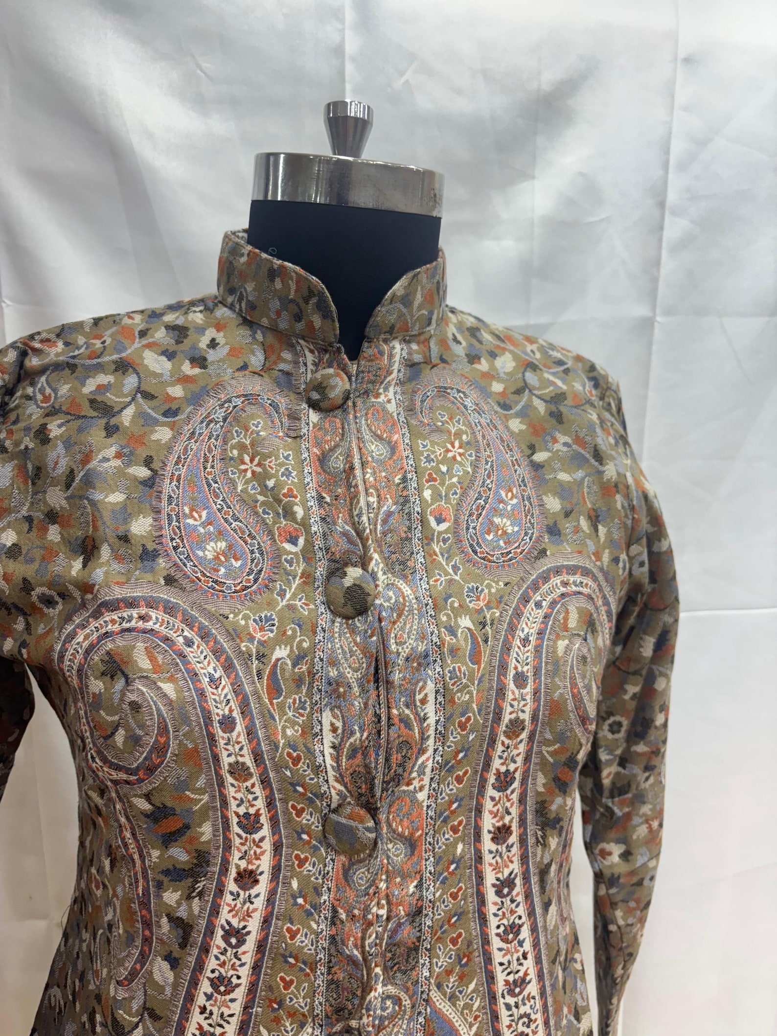Long Kashmiri Jacket With Chainstitch Embroidery, Customisable Kashmiri ...