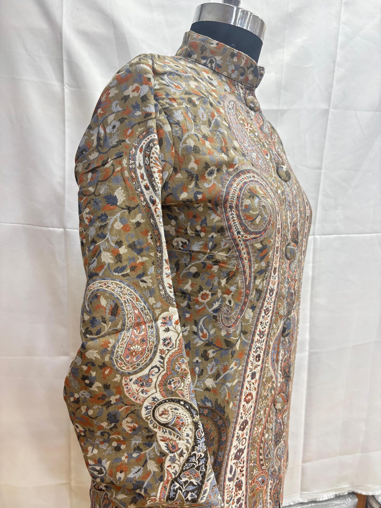 Long Kashmiri Jacket With Chainstitch Embroidery, Customisable Kashmiri ...