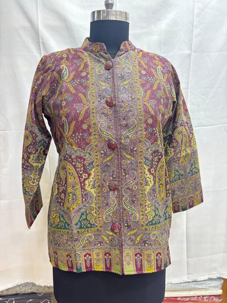 Kashmiri Pashmina Wool Jacket: Vintage Woven Paisley Coat Short Jacket ...