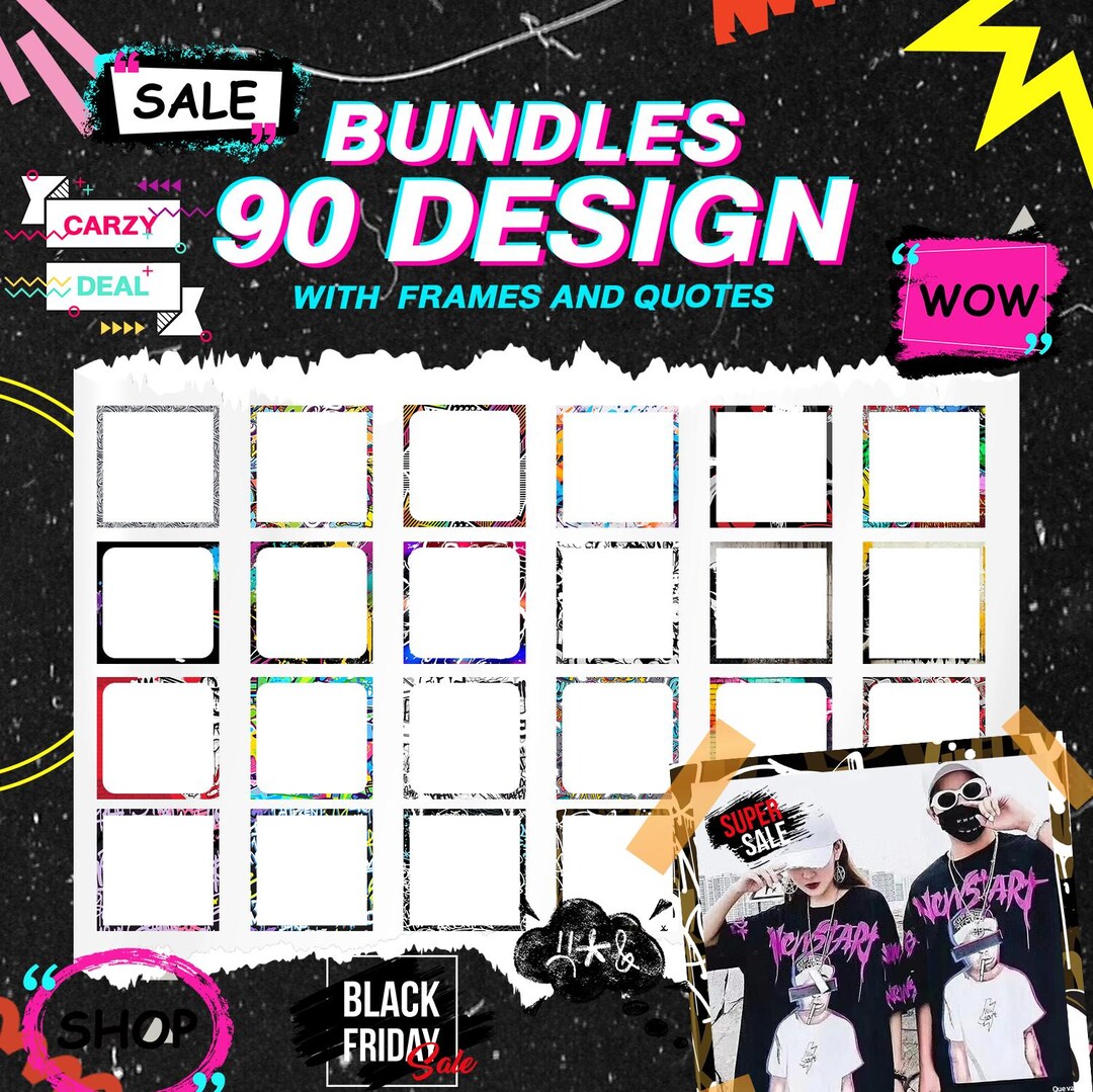 90 Bundle Frames and Captions Street Style. Template Bundle Frame Drag ...