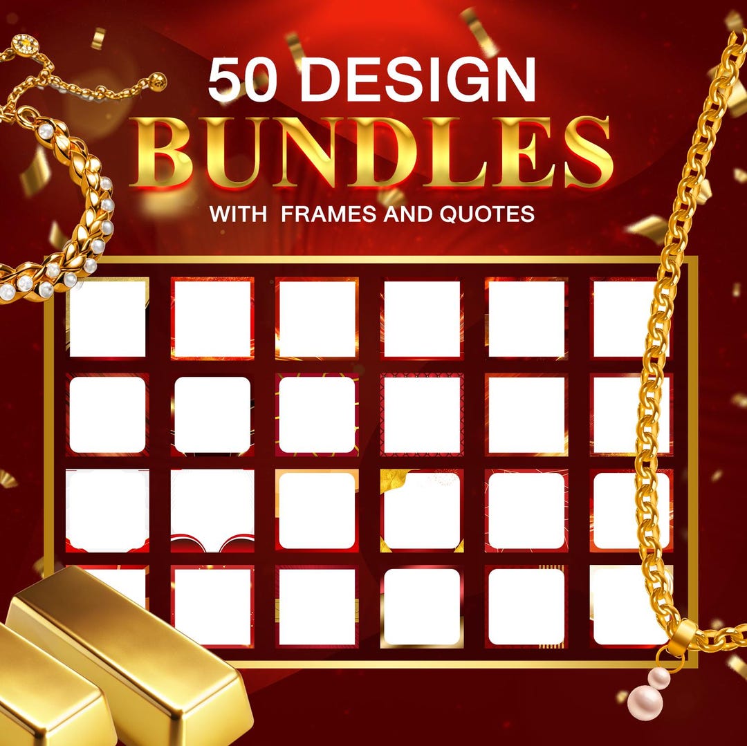 Gold Shop Frames & Captions Bundle: Social Media Marketing (digital ...