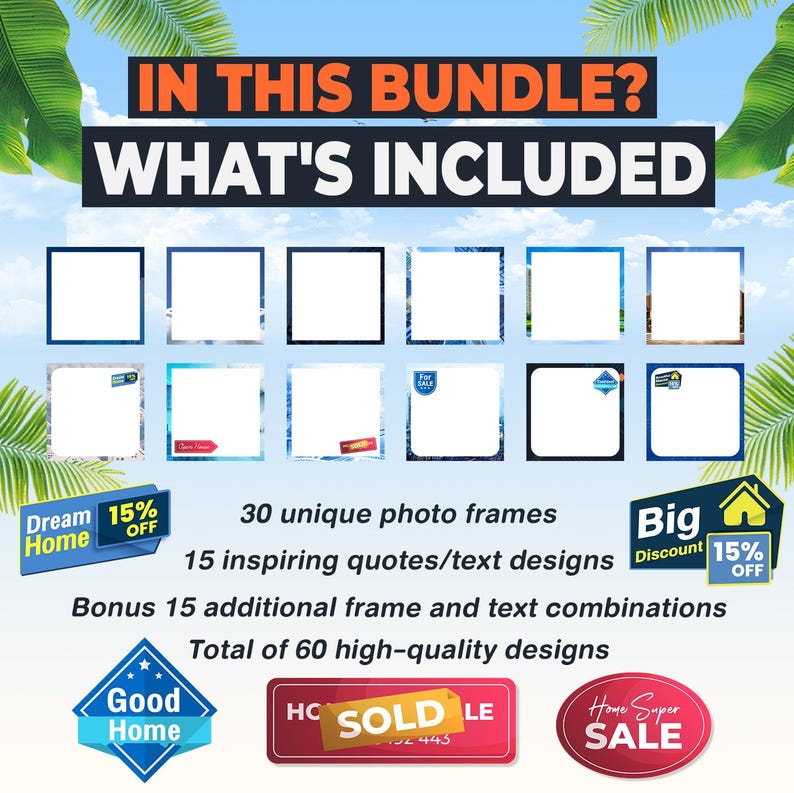 60 Bundle Real Estate Photo Frames Template Bundle Frame Drag and Drop ...