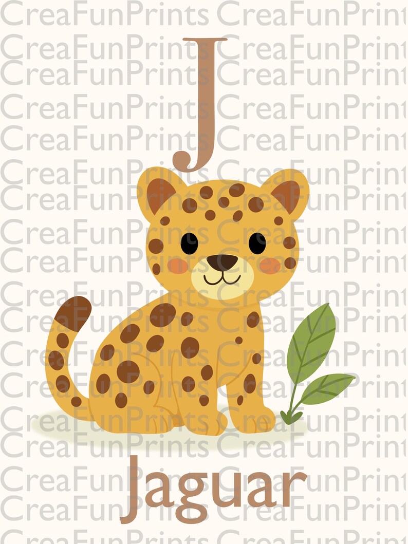 J is for Jaguar | Printable Alphabet Poster | Jungle Animals ABC | Kids ...