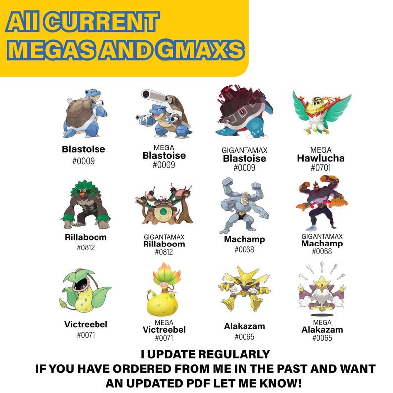 Pokémon Gen 7 Card Placeholder 722-809 TCG Pokedex Dex Binder PDF ...