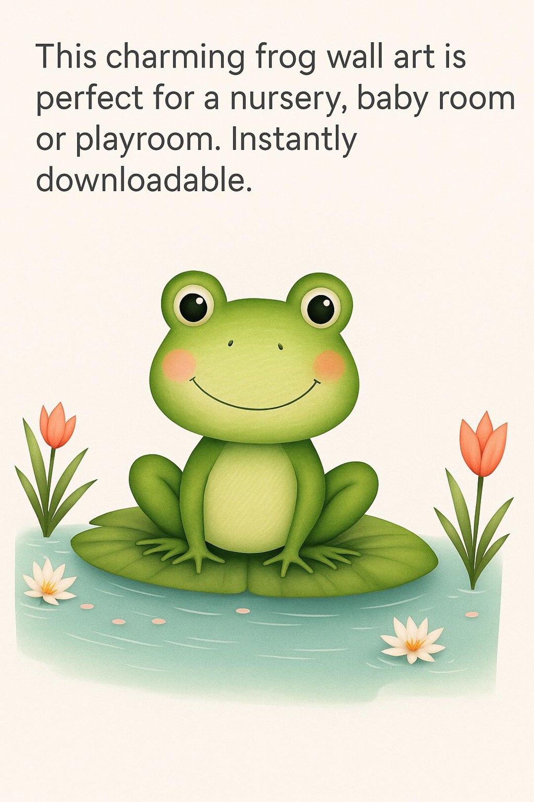 Frog on Lily Pad Wall Art – Cute Animal Nursery Printable – Digital ...