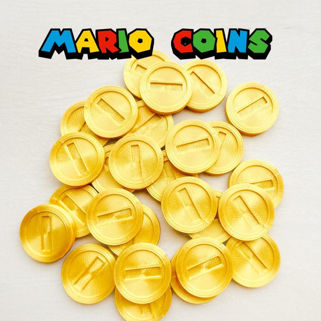 3D Printed Mario Coins – Party Favors, Game Reward Tokens - Etsy