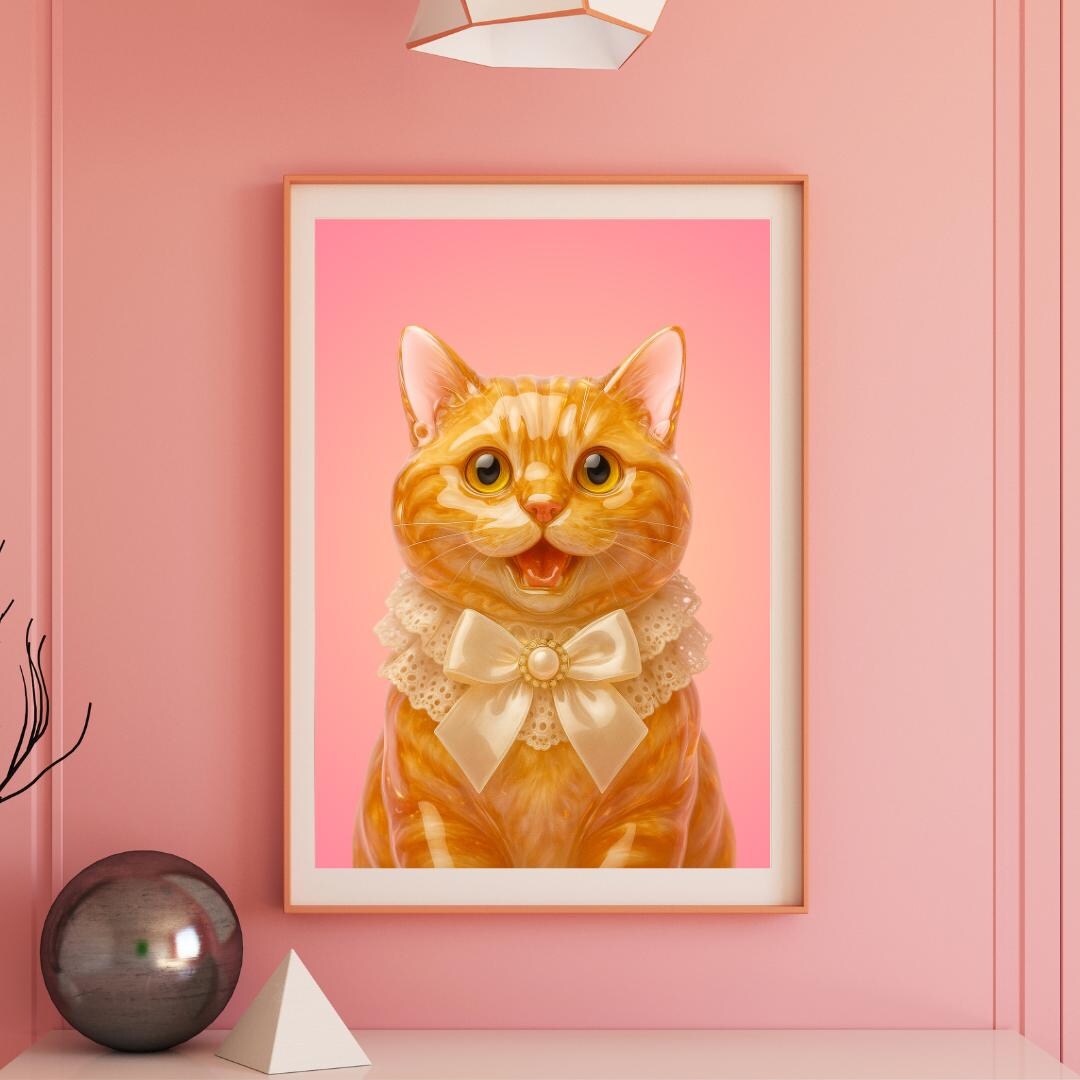 Orange Tabby Cat Poster: Whimsical Animal Print, Modern Decor - Etsy
