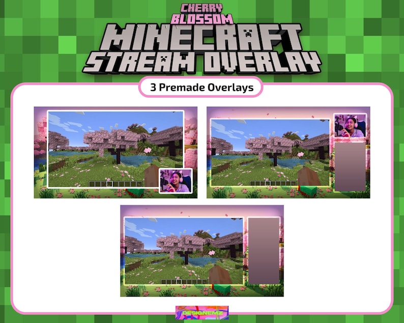 Cherry Blossom Minecraft Stream Overlay Kit – Twitch + Youtube Pack ...