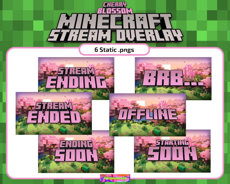 Cherry Blossom Minecraft Stream Overlay Kit – Twitch + Youtube Pack ...