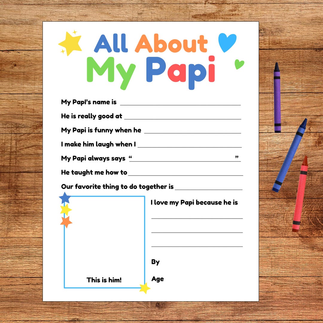 All About Papi Printable Worksheet - Father's Day or Birthday Card From ...