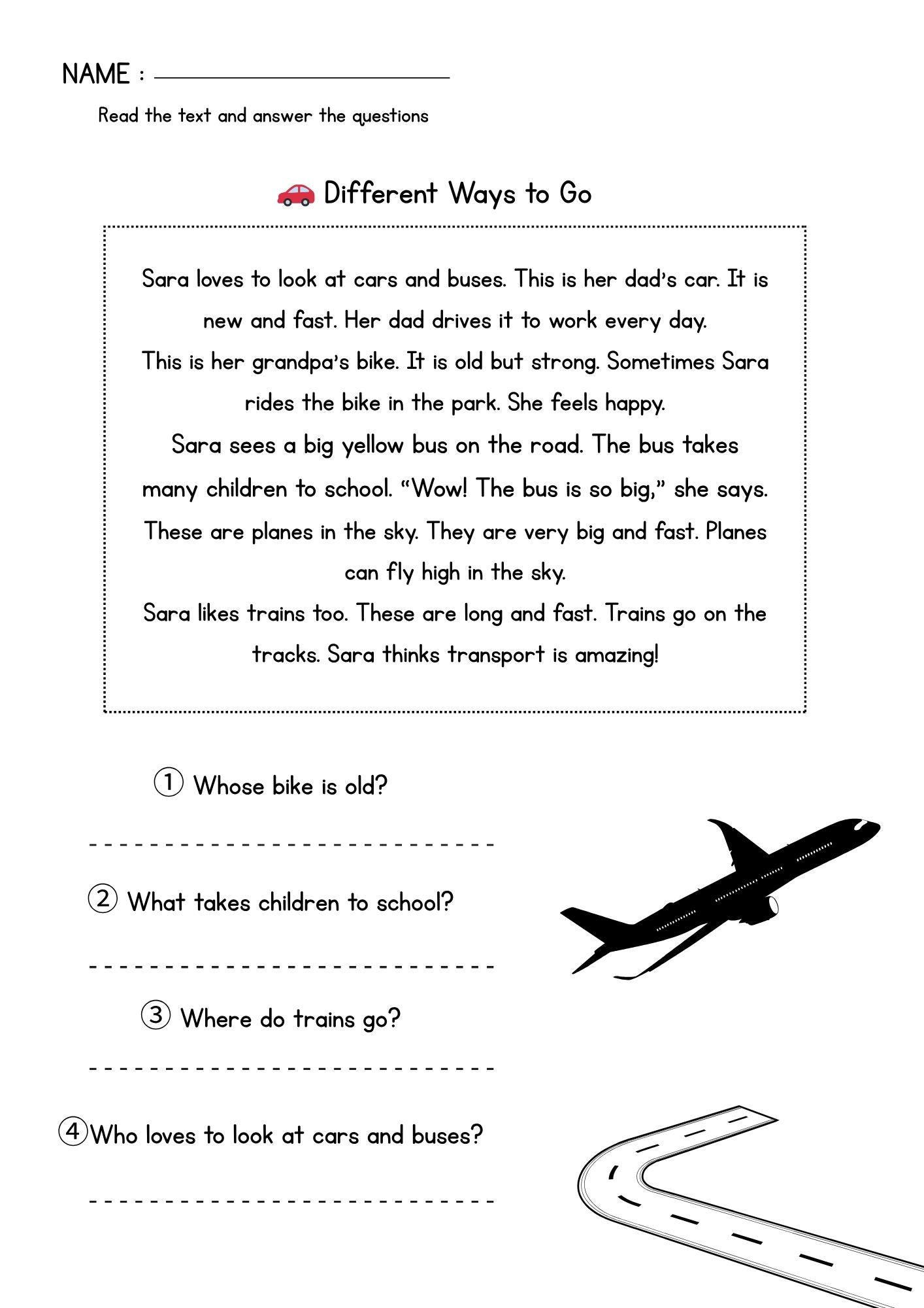 Reading Comprehension Worksheets Grade 1-2-3 | ESL Printable Activities ...