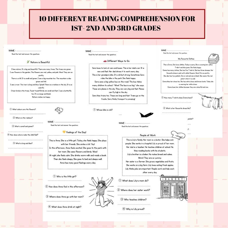 Reading Comprehension Worksheets Grade 1-2-3 | ESL Printable Activities ...