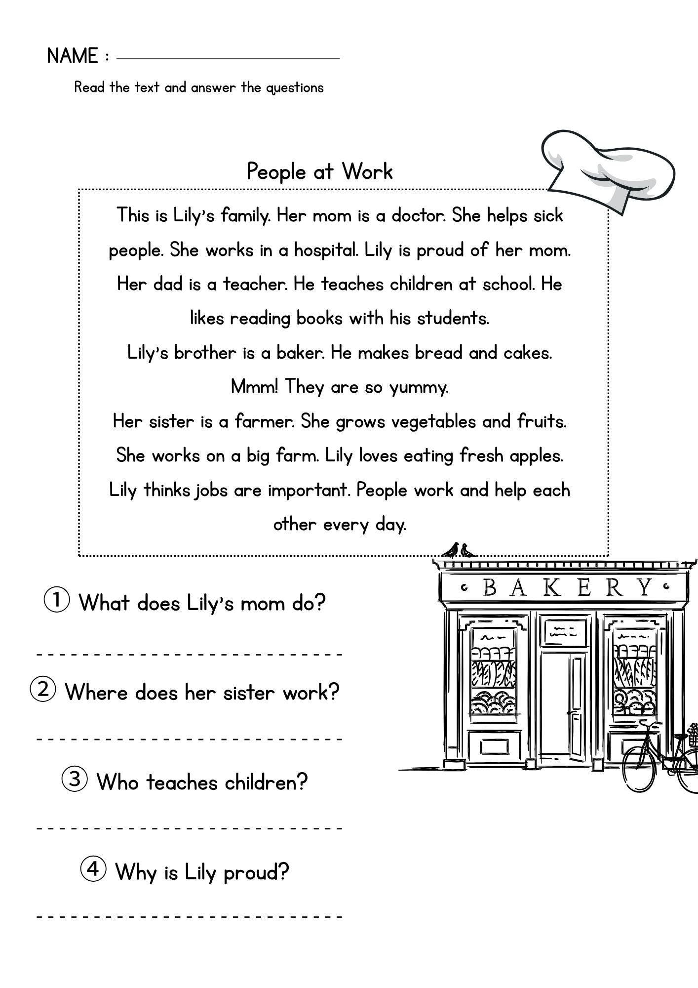 Reading Comprehension Worksheets Grade 1-2-3 | ESL Printable Activities ...