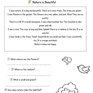 Reading Comprehension Worksheets Grade 1-2-3 | ESL Printable Activities ...