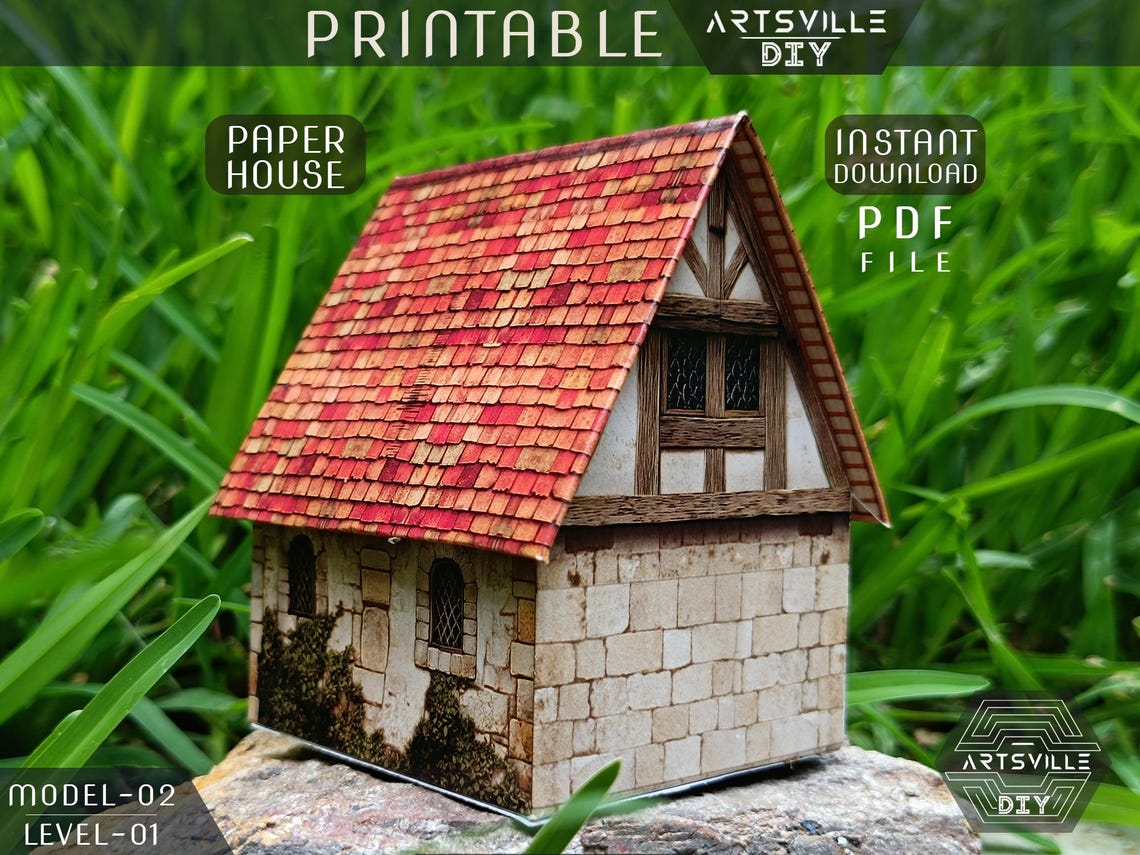 Paper House Templates – 3D Printable Miniature House, DIY Printable Toy ...