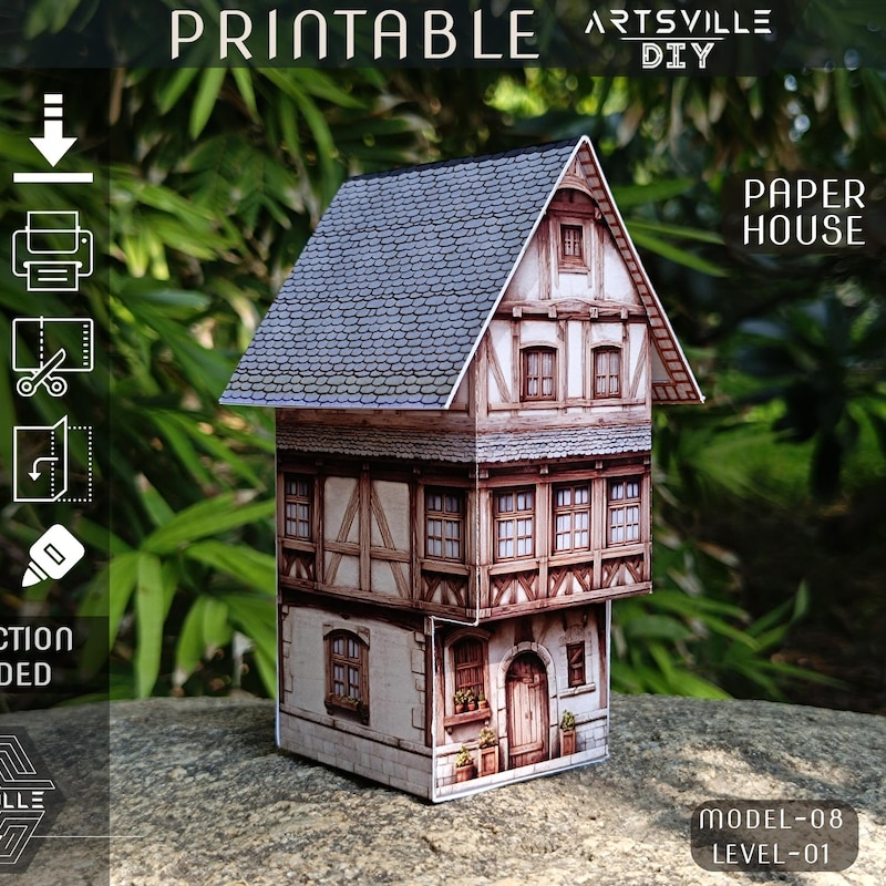 Papercraft Medieval House - Etsy
