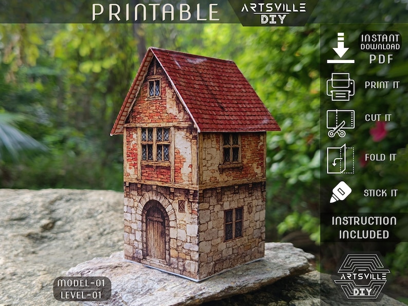 Printable Paper Doll House Template - DIY Fairytale Forest Vintage ...