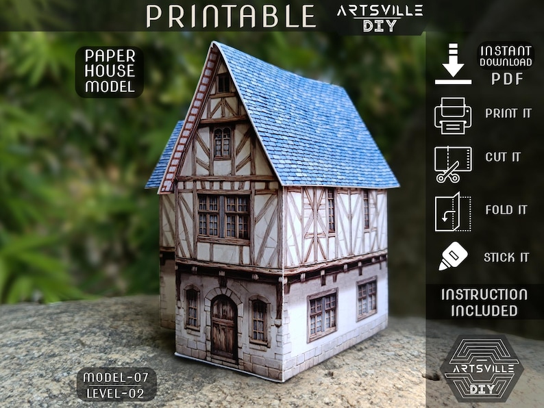 DIY Medieval Miniatures 3D Paper House | Printable Crafts for Kids ...