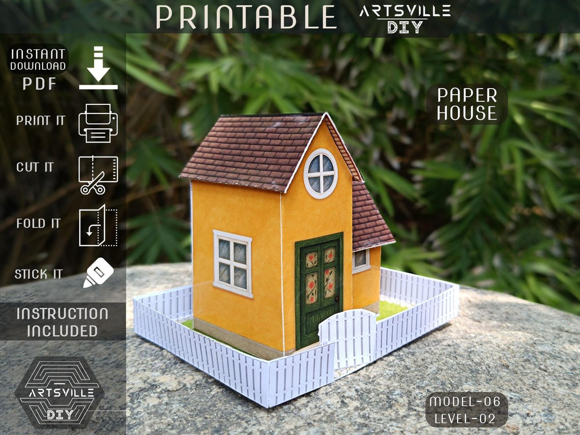 DIY Miniature Paper House | Printable Papercraft Template Toy House ...