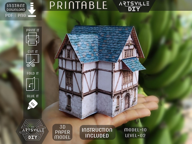 Medieval 3D Paper Doll House Template | Printable Vintage Dollhouse ...
