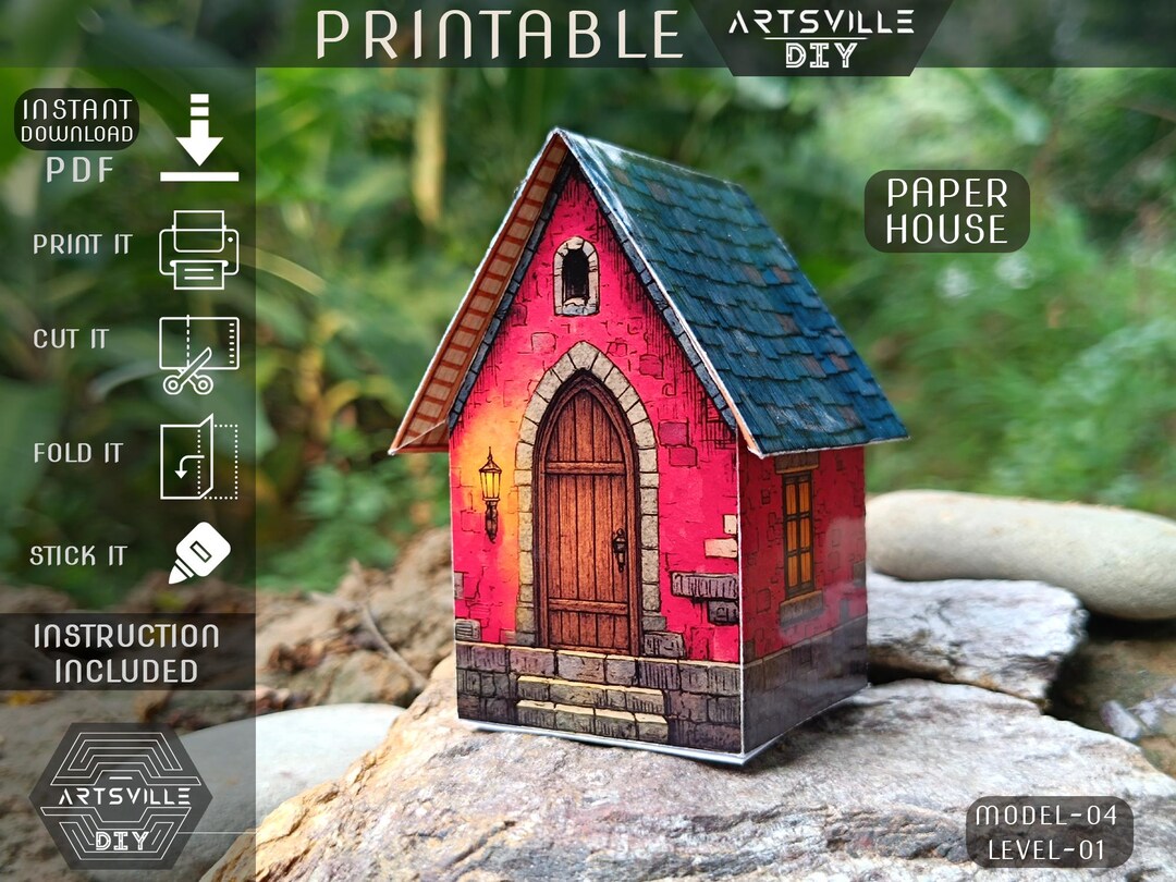 Medieval Storybook Cottage 3D Printable Paper House DIY Miniature ...