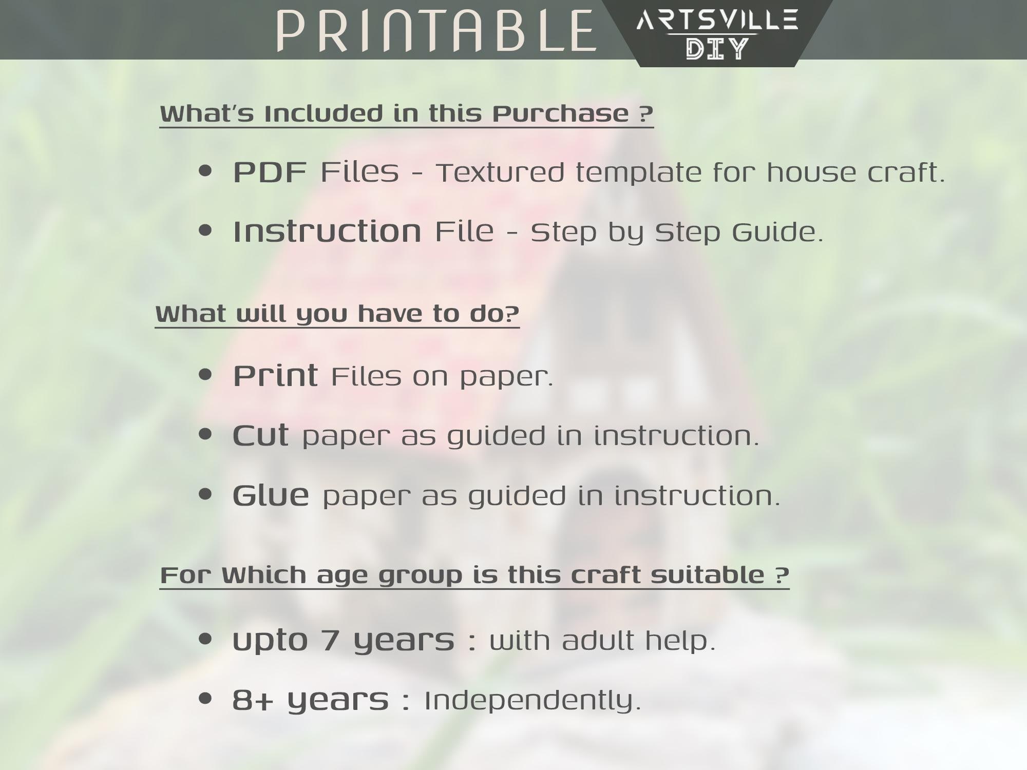 Printable Foldable Miniature House for DIY Paper Craft - Instant ...
