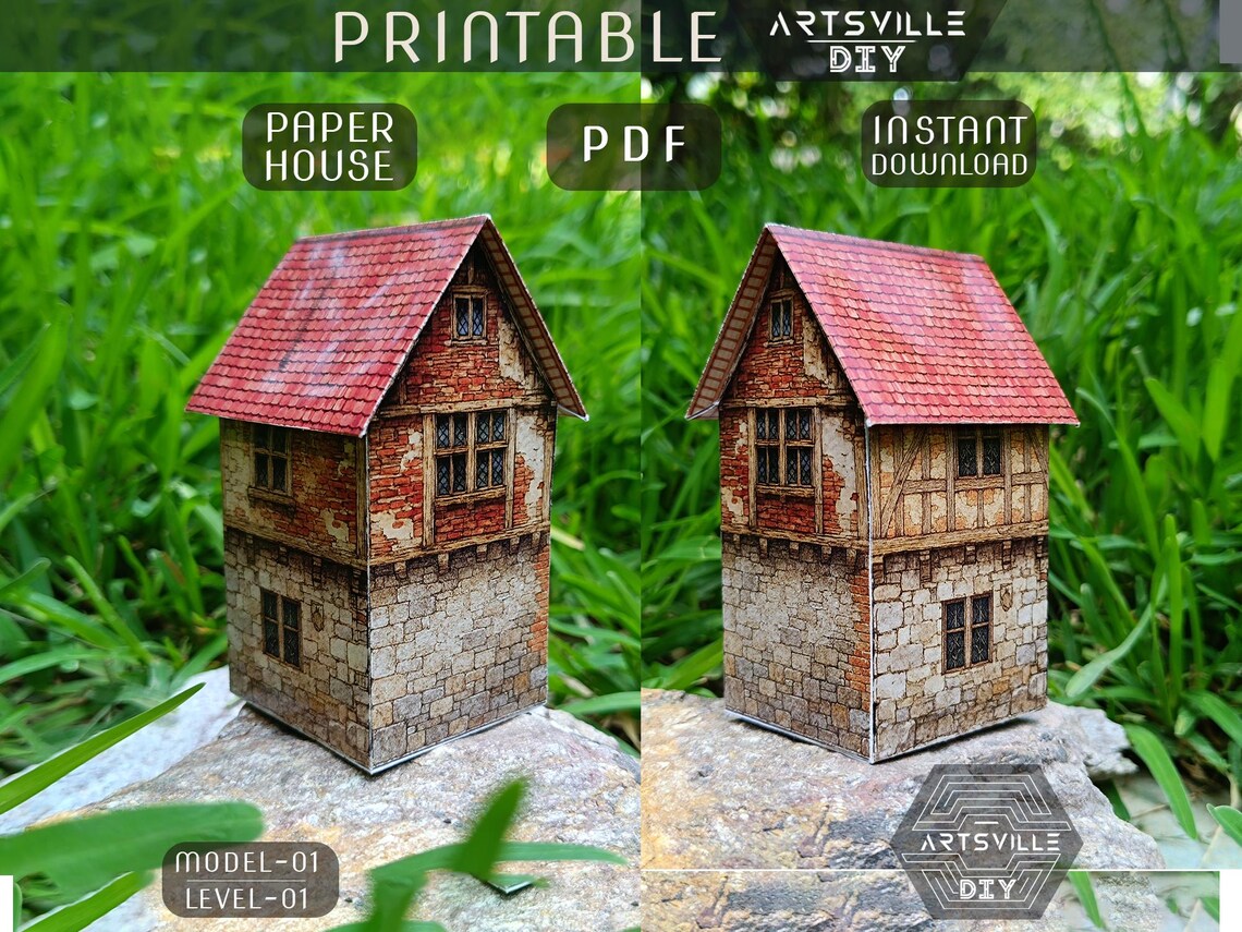 Printable Paper House Template - DIY Fairytale Forest Paper House ...