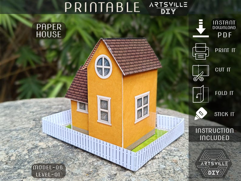 DIY Miniature Paper House | Printable Papercraft Template Toy House ...