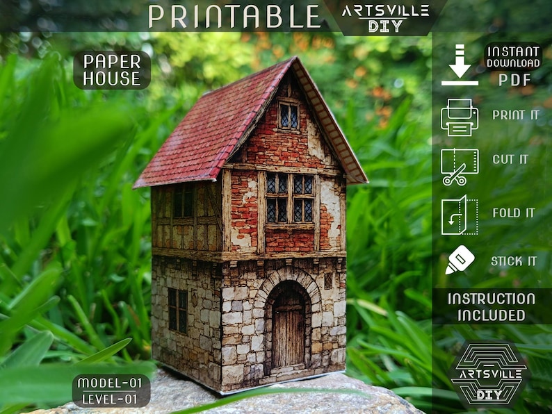Printable Paper Doll House Template - DIY Fairytale Forest Vintage ...