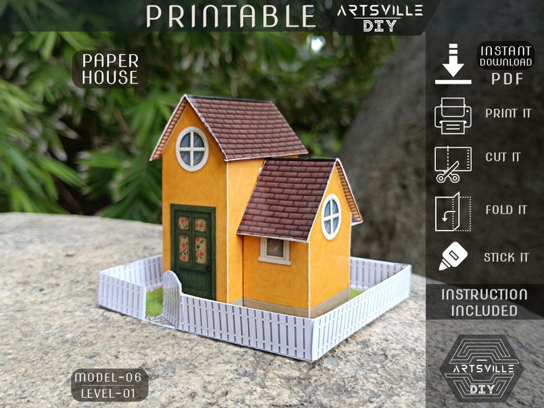 DIY Miniature Paper House | Printable Papercraft Template | Holiday ...