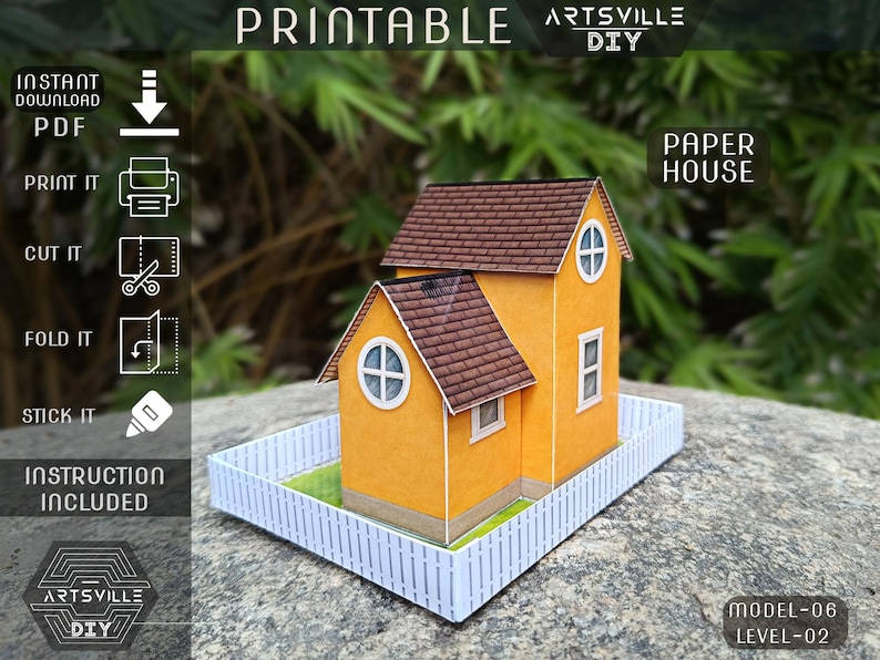DIY Miniature Paper House | Printable Papercraft Template | Holiday ...