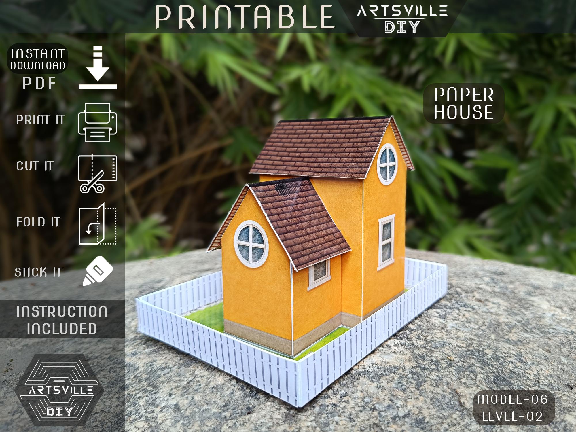 DIY Miniature Paper House | Printable Papercraft Template Toy House ...