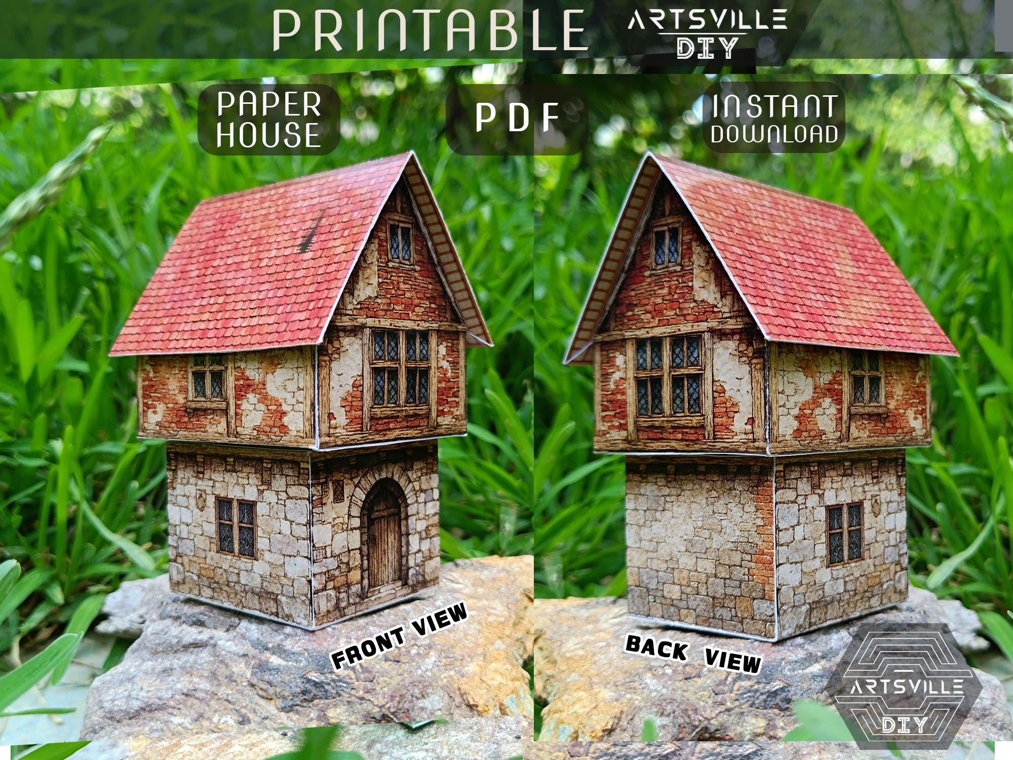 Printable Foldable Miniature House for DIY Paper Craft - Instant ...