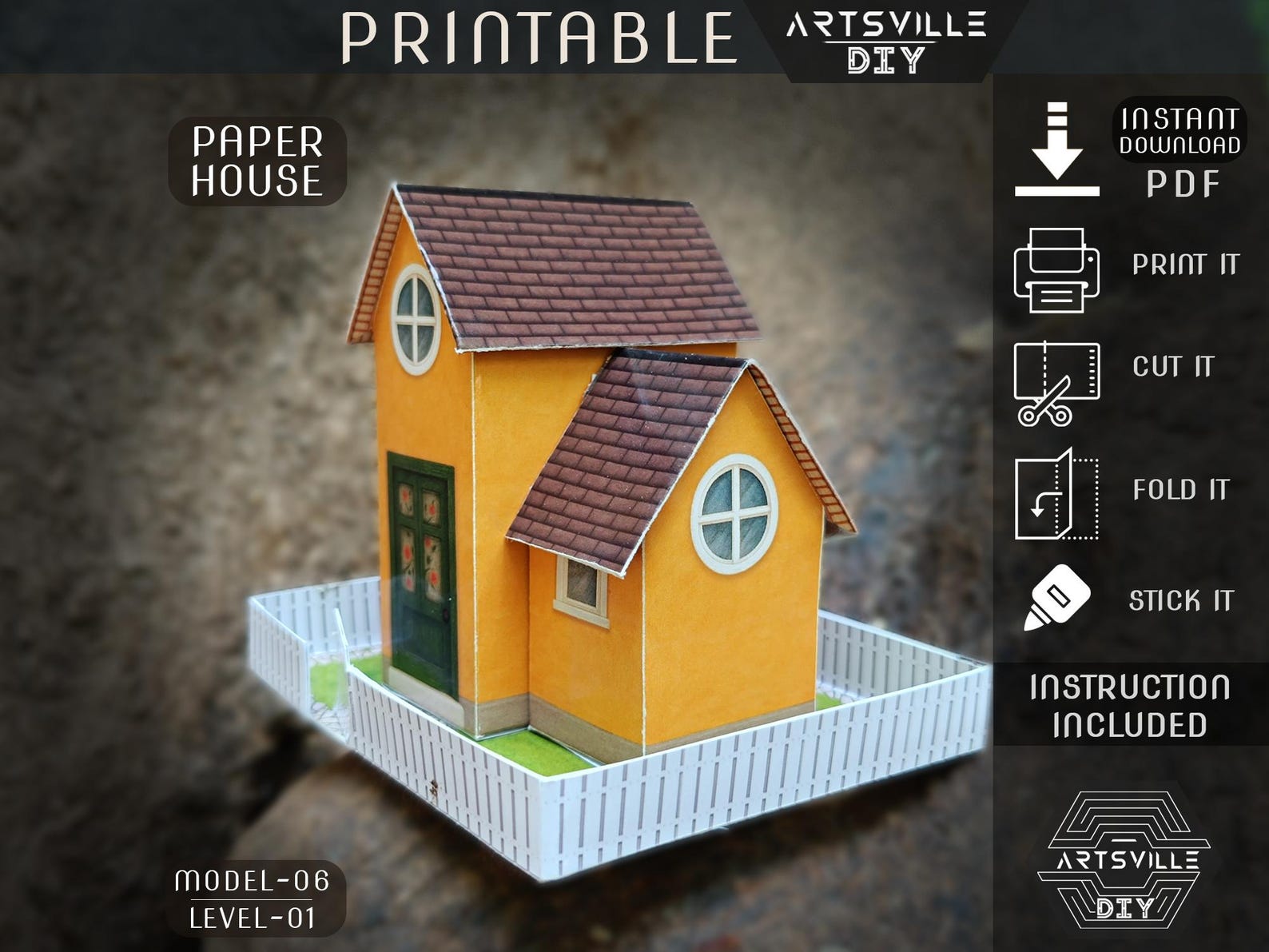 DIY Miniature Paper House | Printable Papercraft Template Toy House ...