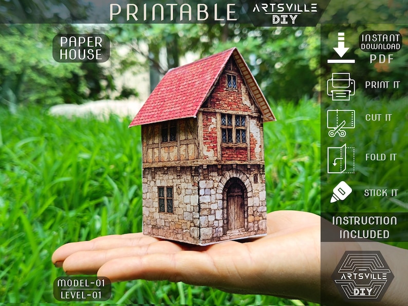 Printable Paper Doll House Template - DIY Fairytale Forest Vintage ...