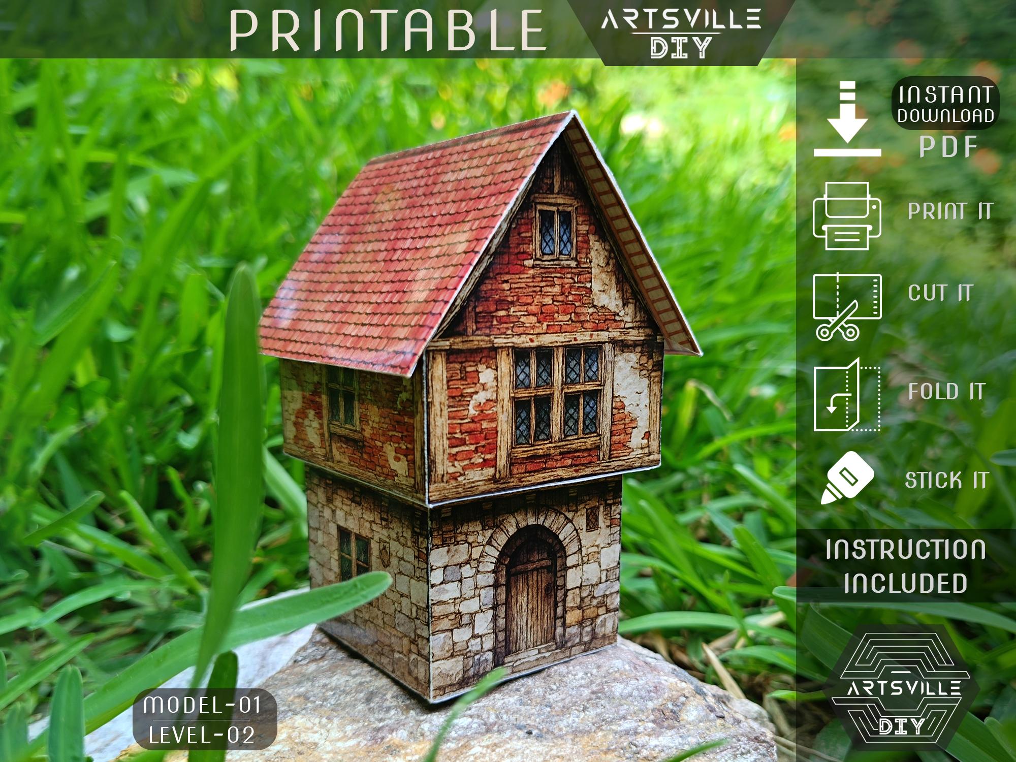 Printable Foldable Miniature House for DIY Paper Craft - Instant ...