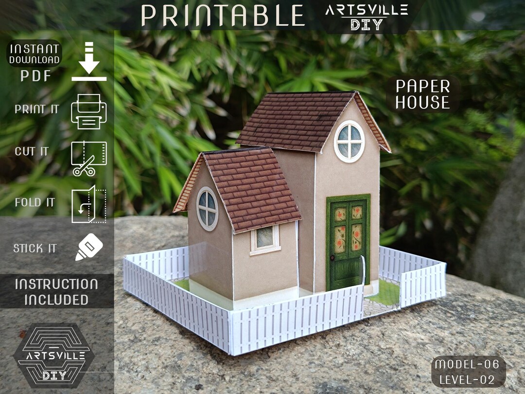Printable 3D Paper House, DIY Craft Toy (PDF Pattern - Instant Download ...