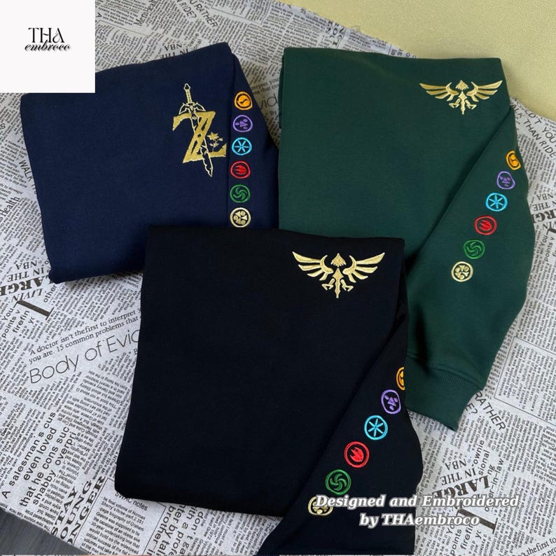 Legend of Zelda Embroidered Sweatshirt and Hoodie, Zelda Shirt, Zelda ...